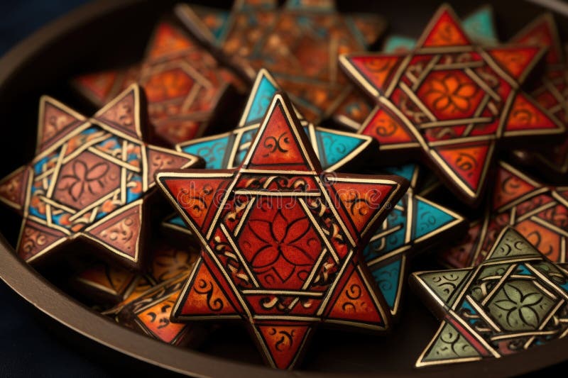 Star of David Patterned Clay Magnets on a Metal Surface Stock Photo ...