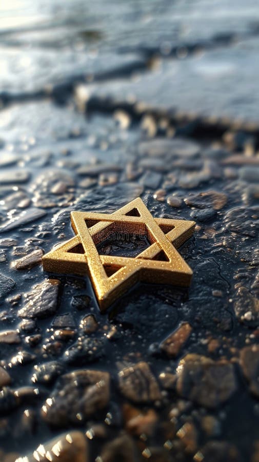 Star of David Reflecting on Wet Surface Stock Image - Image of ...