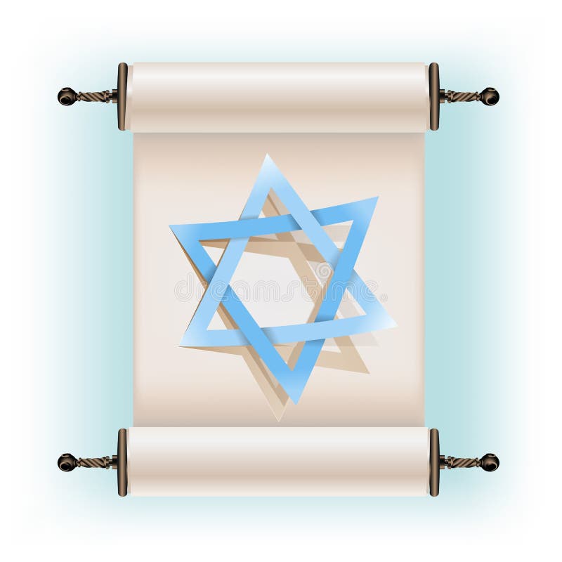 Star of David Sign and Scroll Stock Vector - Illustration of rosh ...
