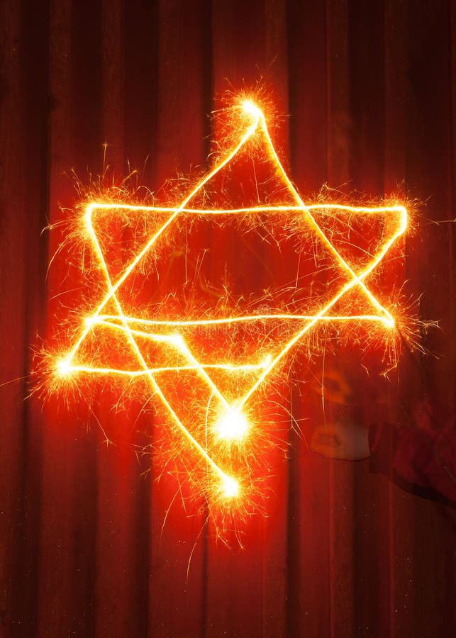 Star of David Symbol Painted with Sparkler S Light Stock Illustration ...