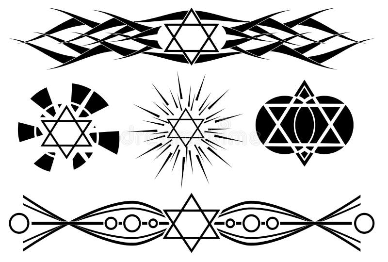 Star of David Tattoo in Black Isolated Stock Vector - Illustration of ...