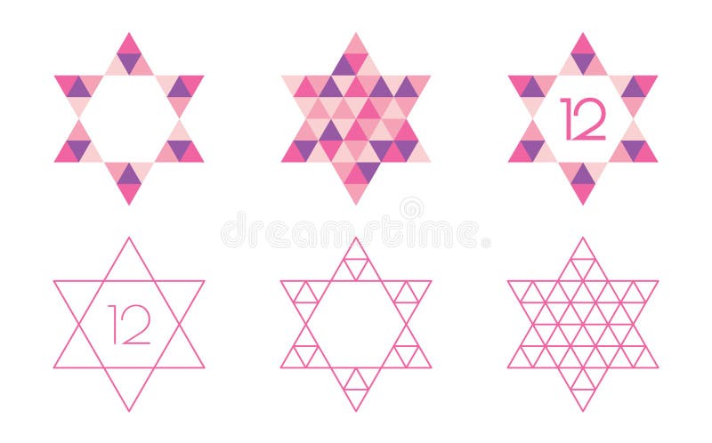 Star of David with a Triangle Mosaic Pattern on White Background. Stock ...