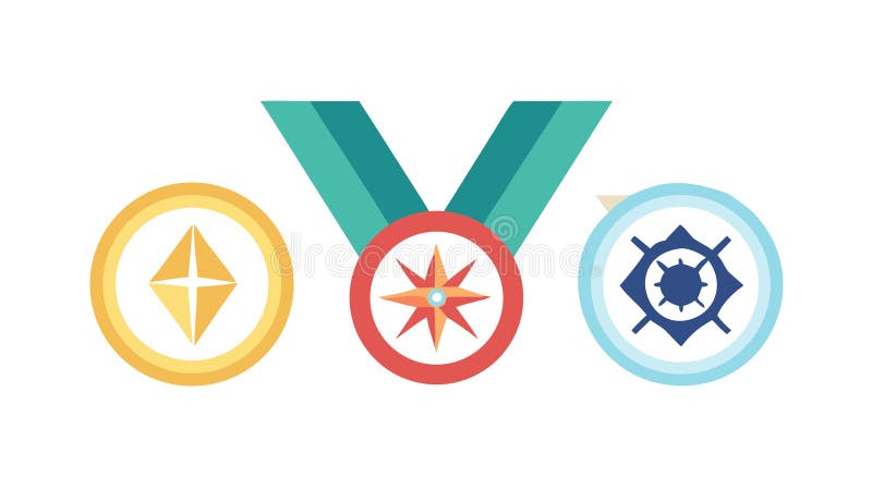 Star with Directions Medal, Guidance and Pathfinding Award, Vector ...