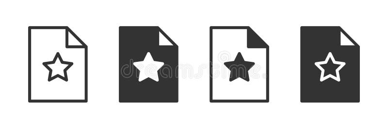 Star Document Icons in Four Different Versions in a Flat Design Stock ...