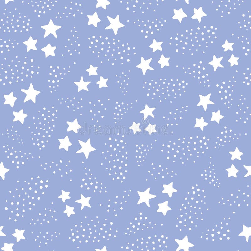 Star and Dot Vector Seamless Repeat Pattern Design Background in Blue ...