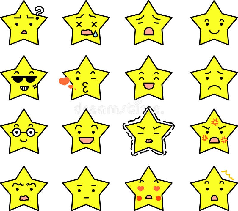 Star emoticon icon set stock vector. Illustration of star - 195146265