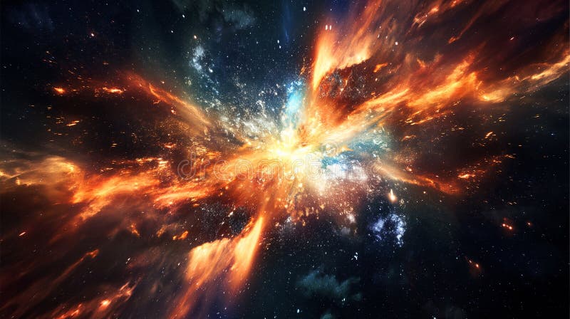 Star Exploding in Space. Cosmic Explosion of a Supernova in Space Stock ...