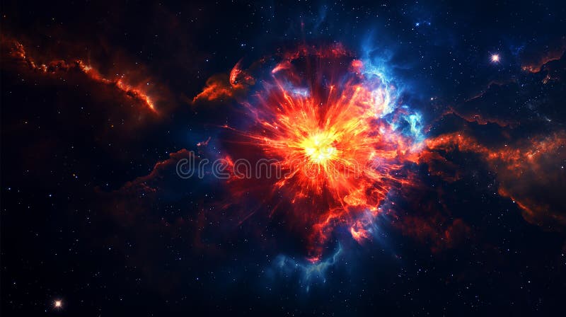 Star Exploding in Space. Cosmic Explosion of a Supernova in Space Stock ...