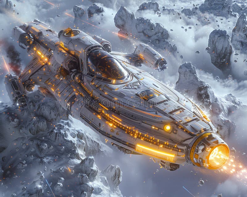 Star Explorer Navigating through an Asteroid Field Stock Image - Image ...