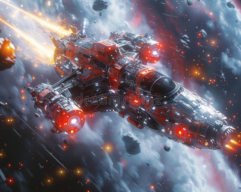 Star Explorer Navigating through an Asteroid Field Stock Photo - Image ...