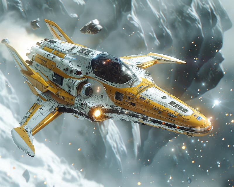 Star Explorer Navigating through an Asteroid Field Stock Photo - Image ...