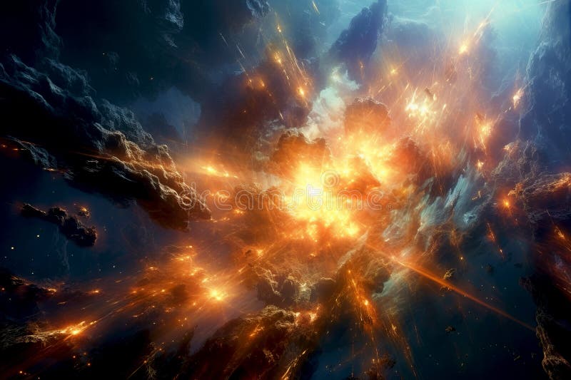 Star Explosion in Galaxy Space. Fantasy Universe Background Stock ...