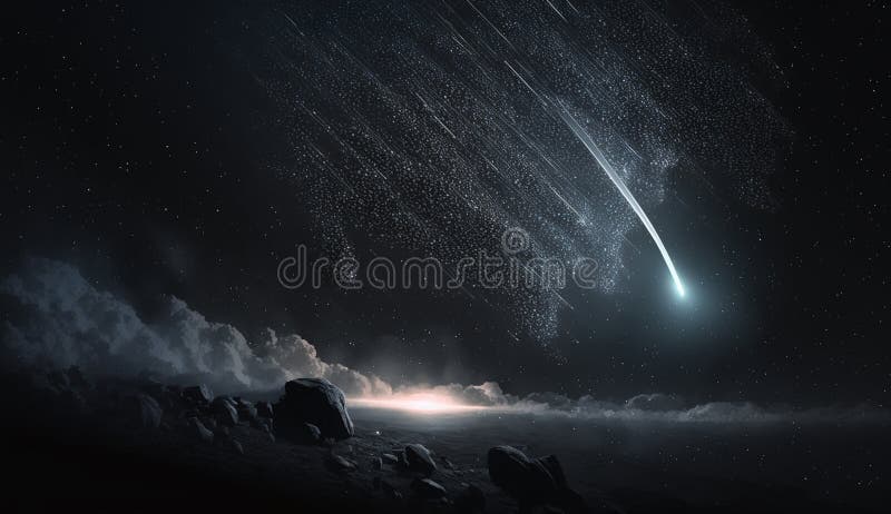 A Star Falls To Earth. Generative Ai, Stock Illustration - Illustration ...