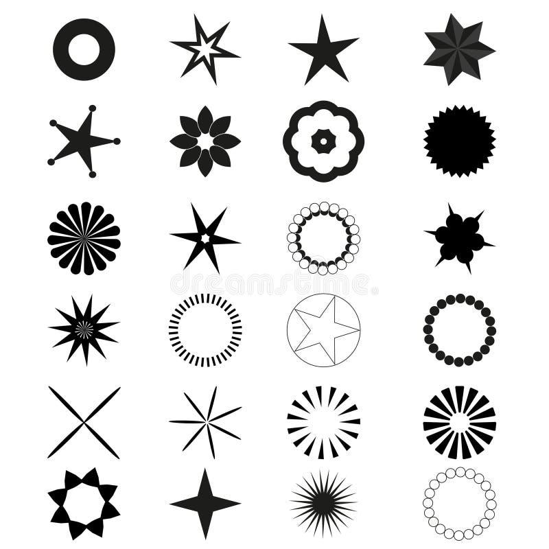 Star Figures Icon Set, Black Geometric Elements, Vector Stock Vector ...