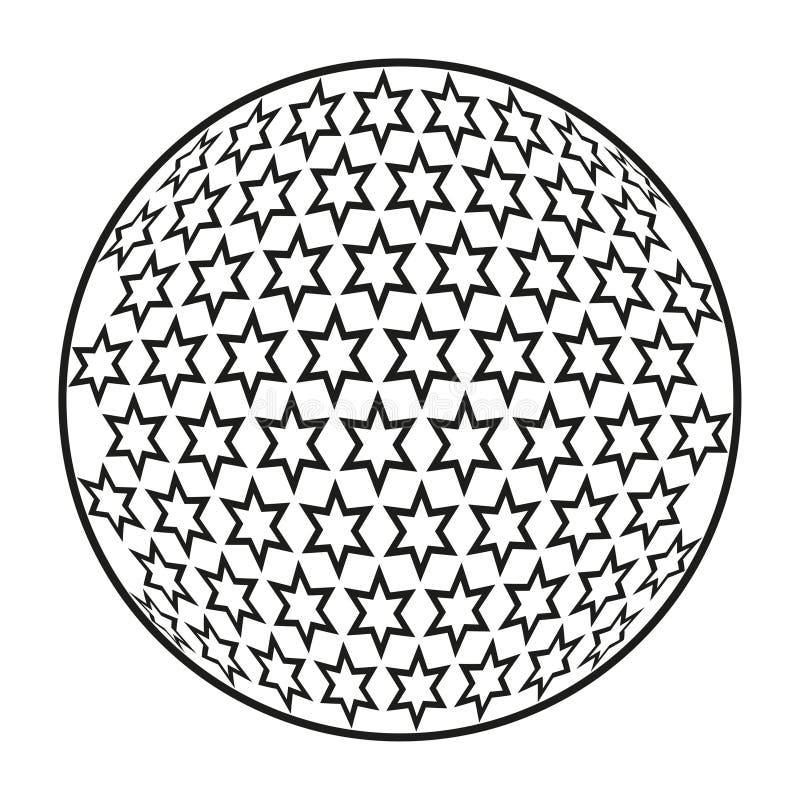 Star Filled Circle. Dense Pattern Shape. Symmetric Abstract Frame ...