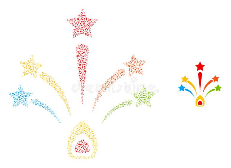 Star Fireworks Recursion Mosaic of Self Items Stock Vector ...
