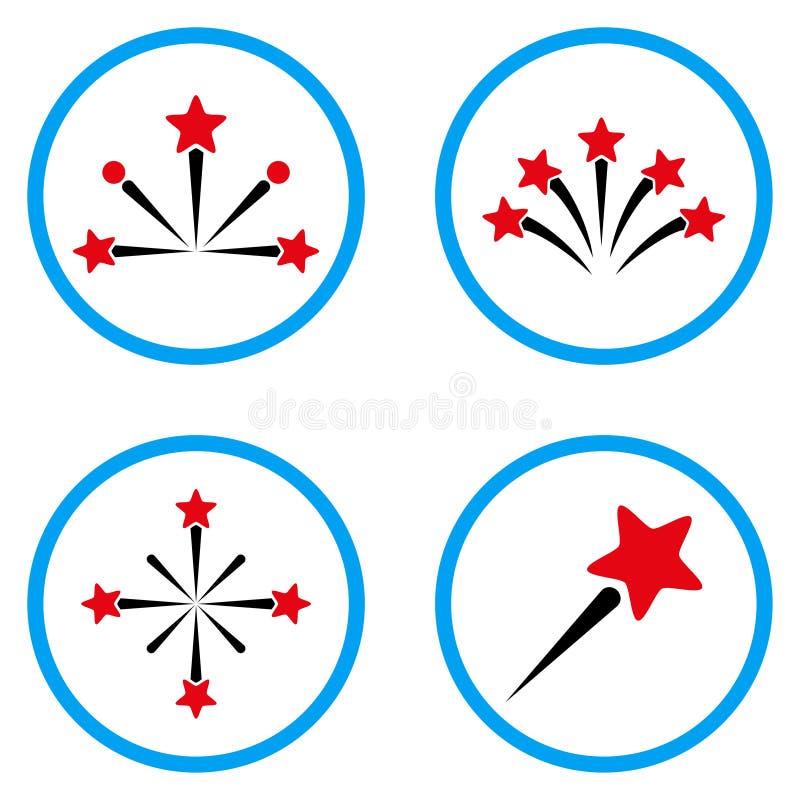 Star Fireworks Rounded Vector Icons Stock Vector - Illustration of ...