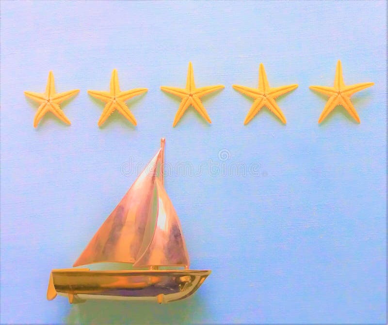 5 Star Fish, White Starfish with a Boat Stock Image - Image of coast ...