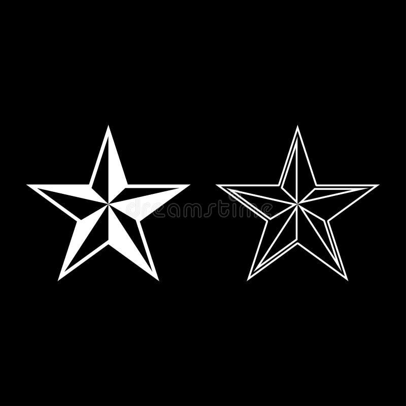 Star Five Corners Pentagonal Star Icon Set White Color Vector ...