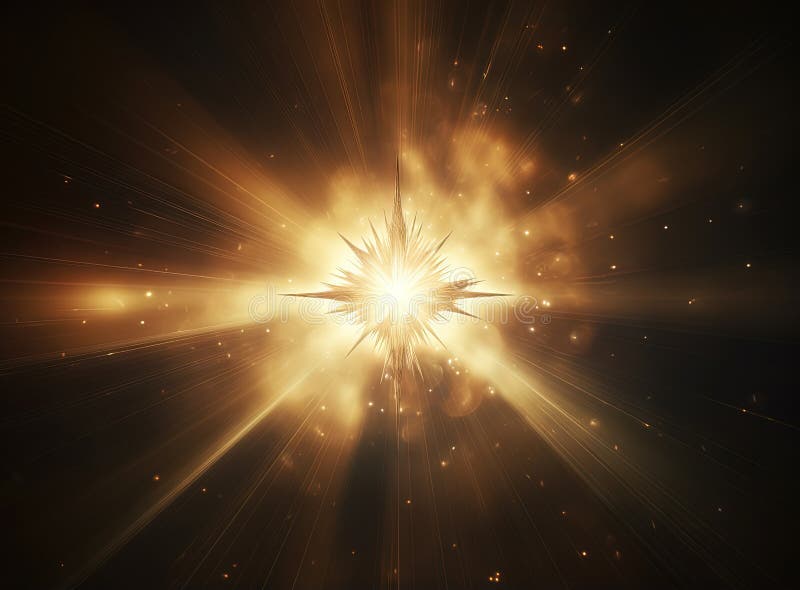 Star Flare with Yellow Rays and Beams on Dark Background. Generated AI ...