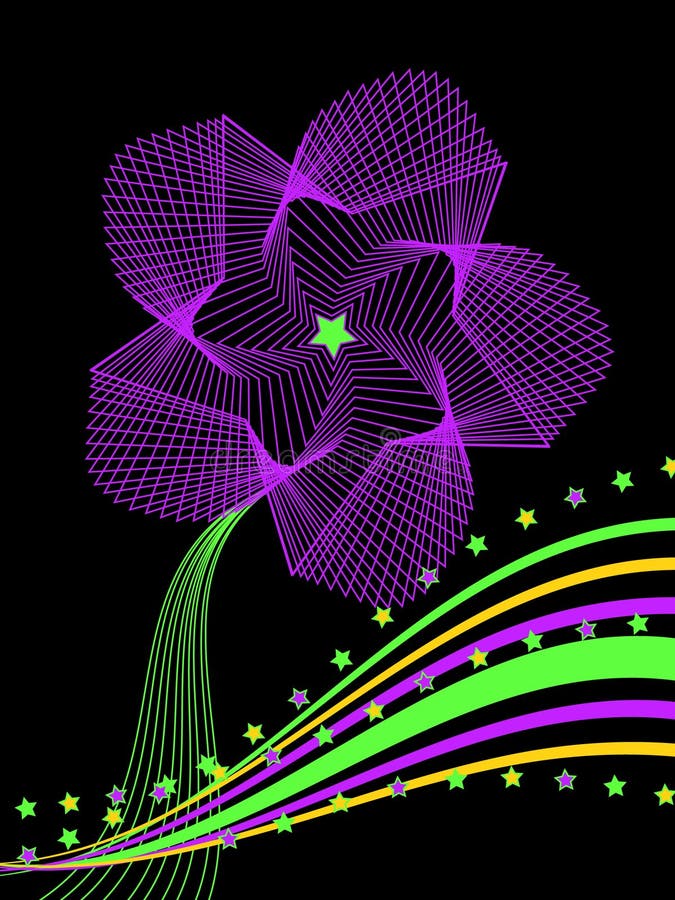 Star Flower Abstract in Purple Stock Vector - Illustration of yellow ...