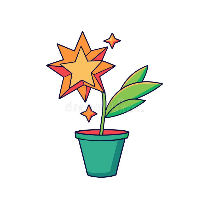 Star Flower in Pot Cartoon Illustration Stock Image - Illustration of ...