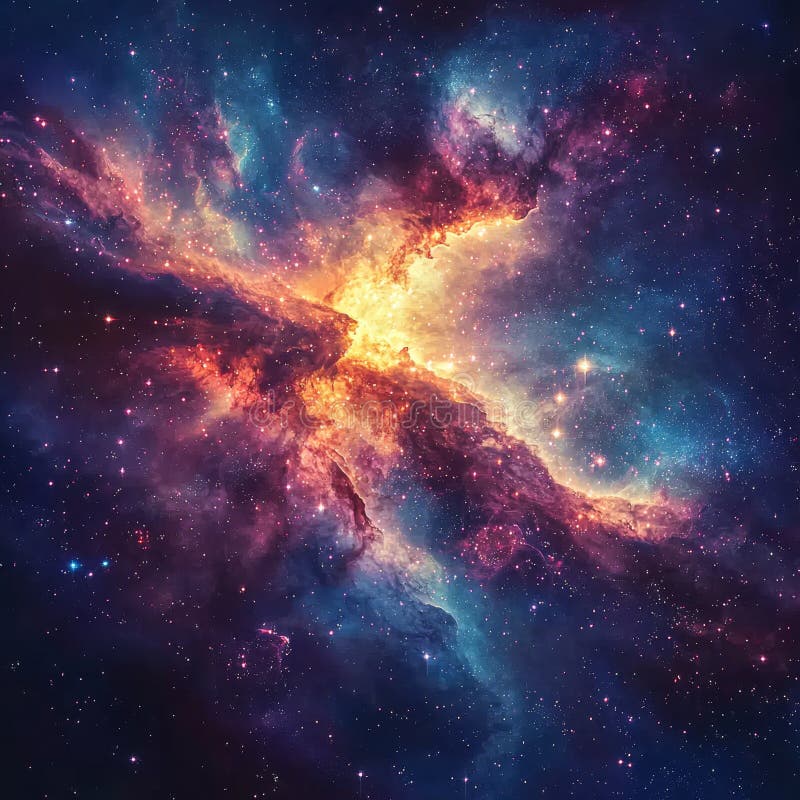 Star-Forming Nebula, Vibrant Galactic Dust. Stock Illustration ...