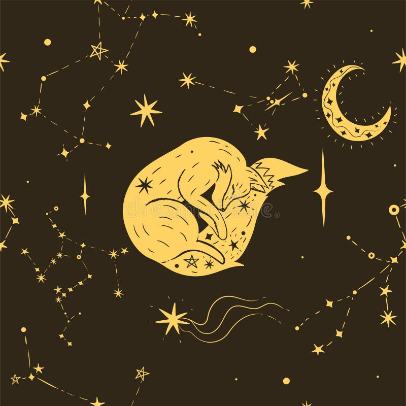 Fox Moon Stars Pattern Stock Illustrations – 209 Fox Moon Stars Pattern ...