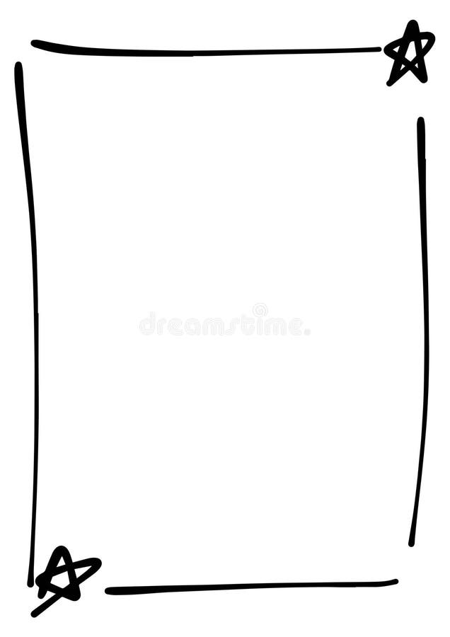 Star Frame Border, Hand Drawn Vertical Abstract Decorative Vintage ...