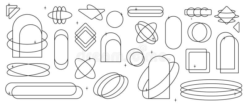 Star Frame Icon Set. Linear Frames with Stars Collection. Circle Frames ...