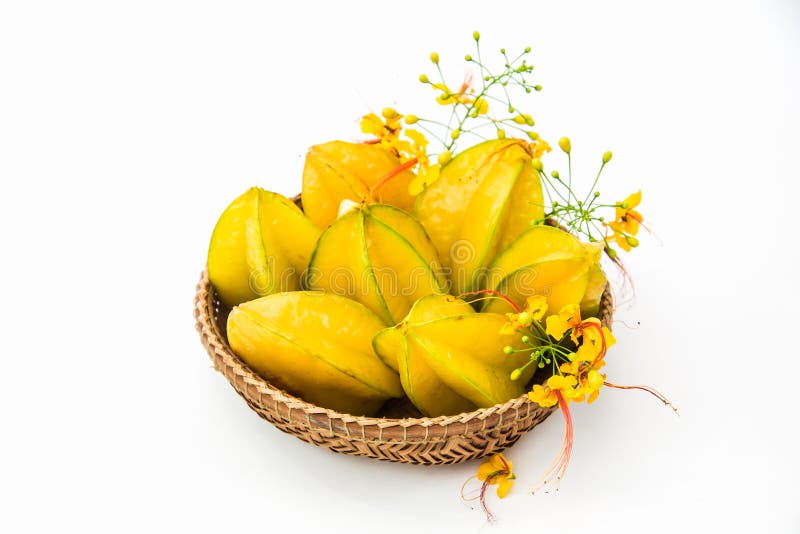 Star Fruit in Bamboo Basket Stock Image - Image of bamboo, tropical ...