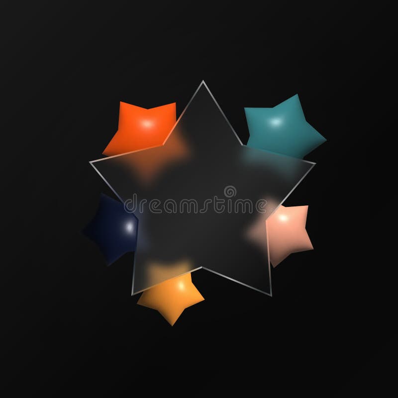 Star Geometric Shape in Glass Morphism Style. Multicolored Stars on a ...