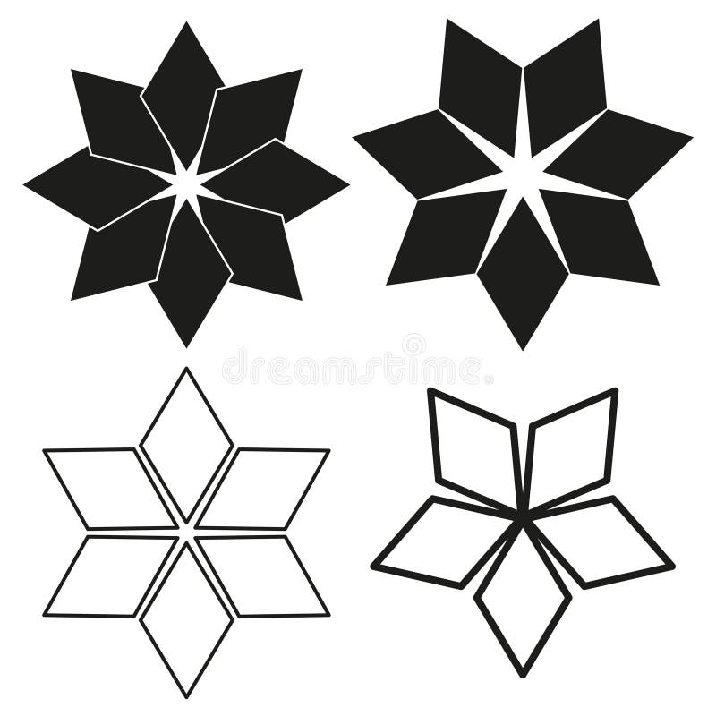 Star Geometric Shapes. Abstract Star Elements. Black and White Design ...