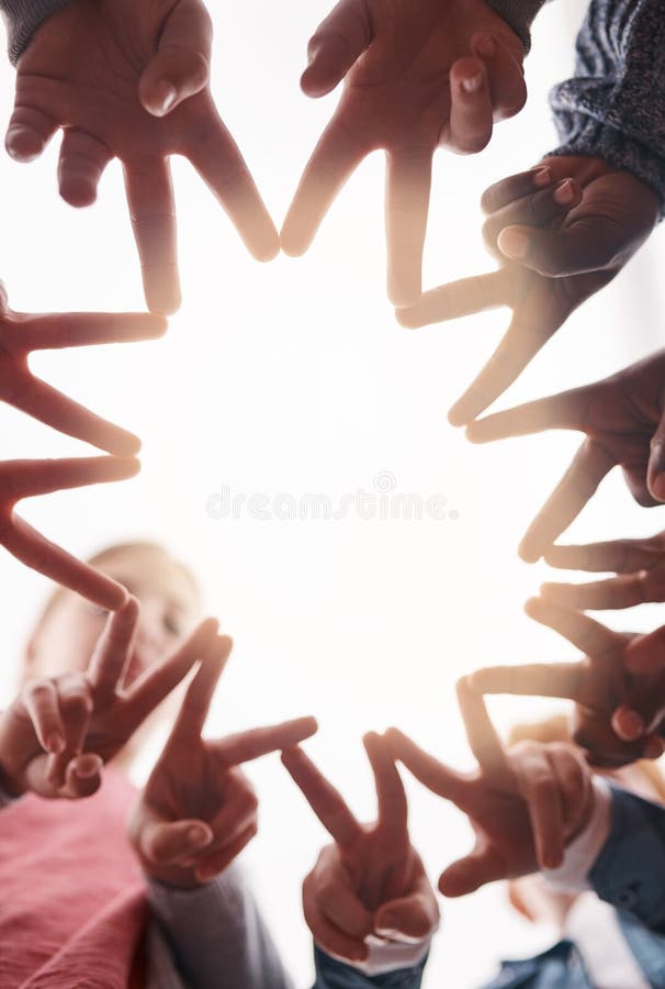 Star, Gesture and Hands of People with Teamwork for Community, Support ...