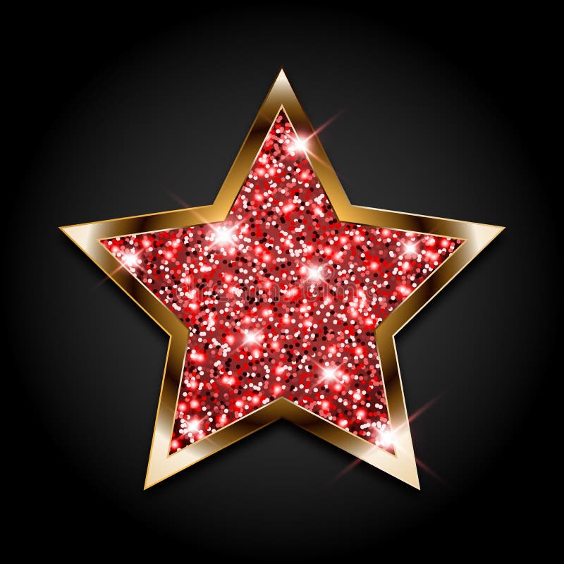 A Shining Red Star in a Gold Frame Stock Vector - Illustration of ...