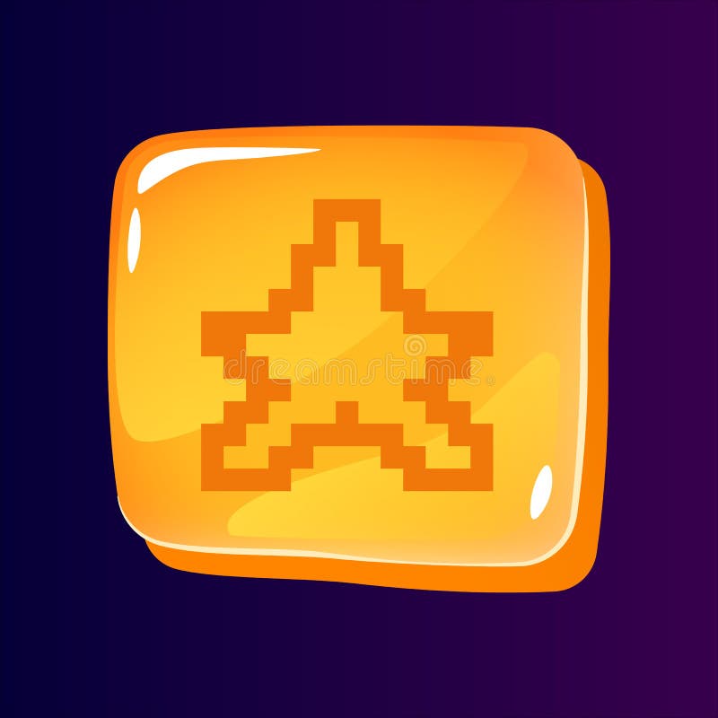 Star Glossy Ui Button with Pixelated Icon Stock Vector - Illustration ...