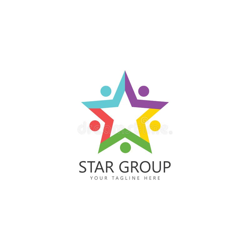 Star Group People Logo Design Template. Stock Vector - Illustration of ...