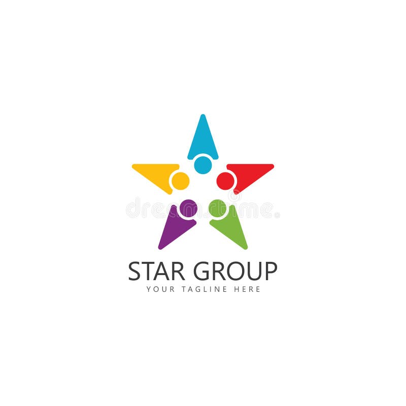 Star Group People Logo Design Template. Stock Vector - Illustration of ...