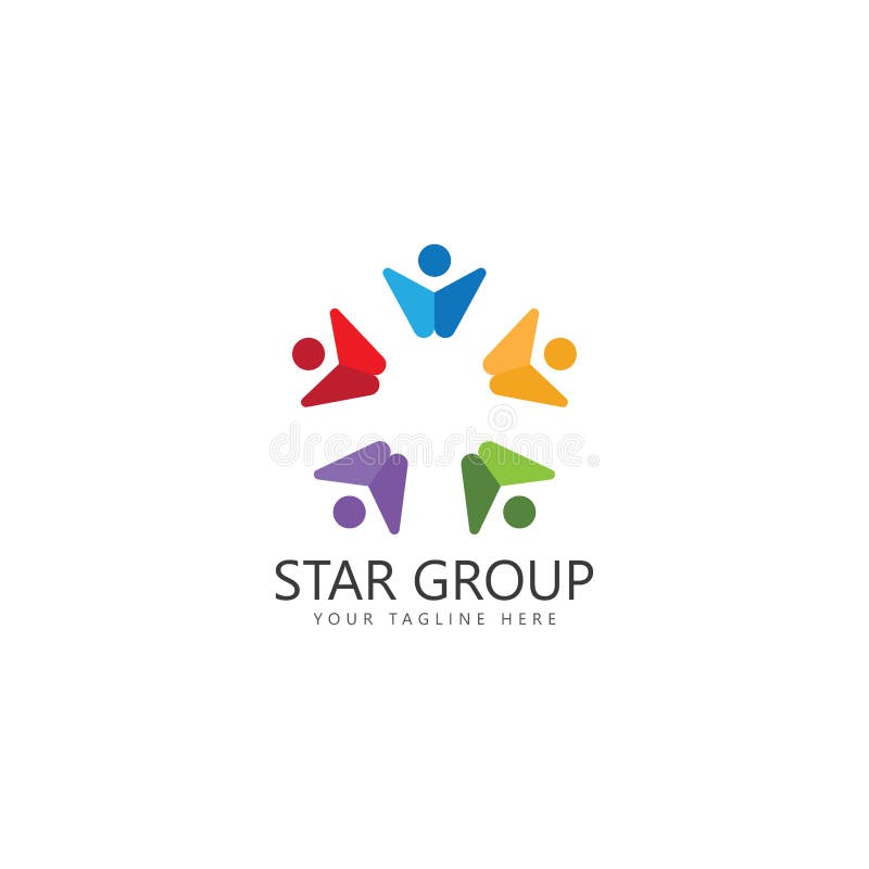 Star Group People Logo Design Template. Stock Vector - Illustration of ...