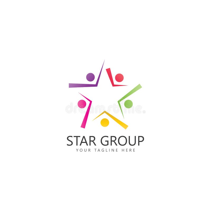 Star Group People Logo Design Template. Stock Vector - Illustration of ...