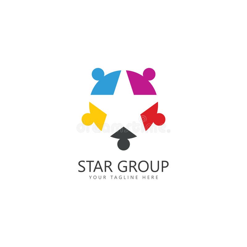 Star Group People Logo Design Template. Stock Vector - Illustration of ...