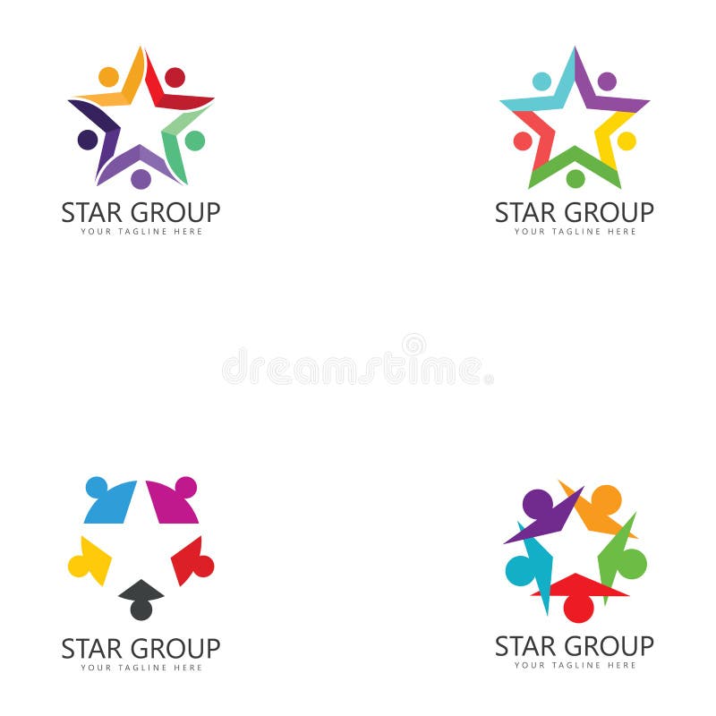 Star Group People Logo Design Template. Stock Vector - Illustration of ...