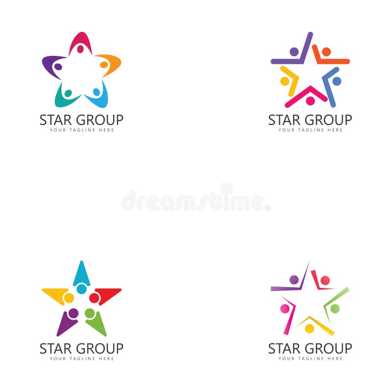 Star Group People Logo Design Template. Stock Vector - Illustration of ...