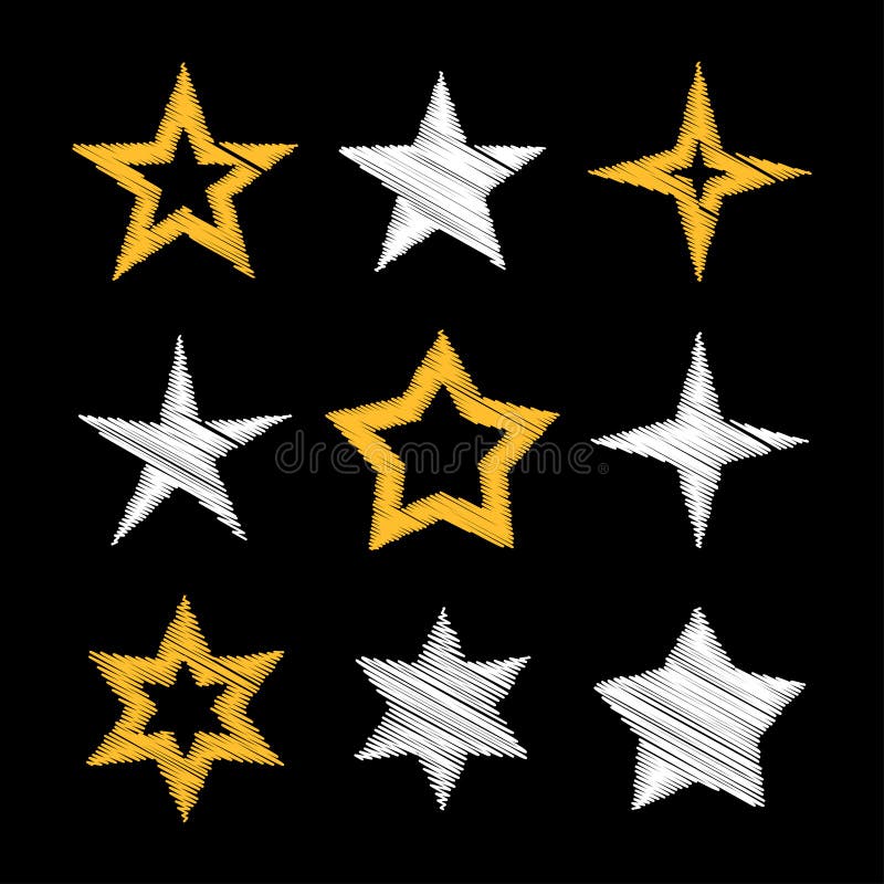 Star Hand-drawn. Set of Stars Shapes Different in Sketch Style. Vector ...