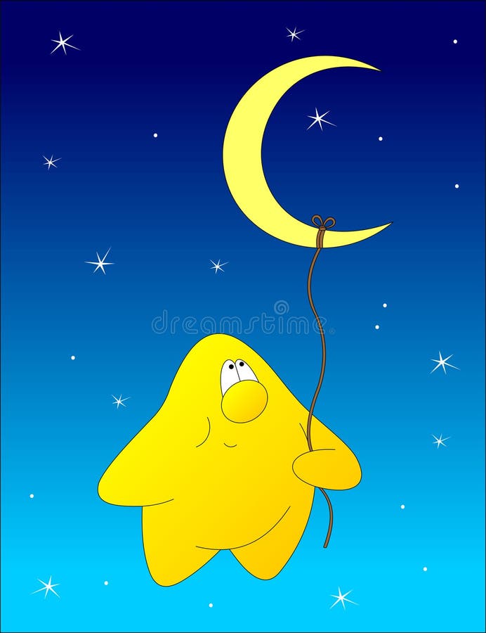 The Star Holds the Moon on a String Stock Vector - Illustration of ...