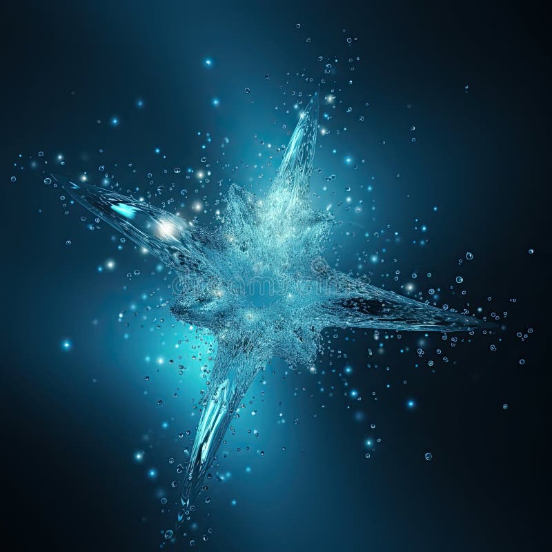 Star from Ice Splash on Blue Background Stock Image - Image of clean ...