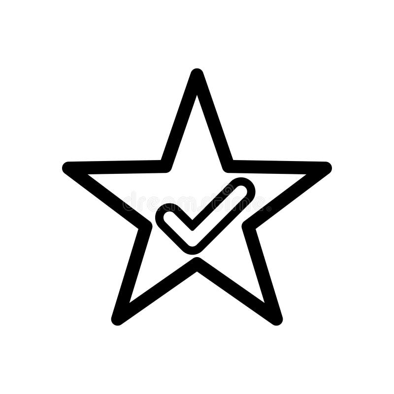 Star Icon. Black Star with a Checkmark. Best Review Symbol Stock Vector ...
