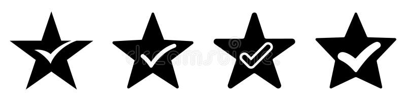 Star Icon. Star with Check Mark. Set of Star Icons on White Background ...