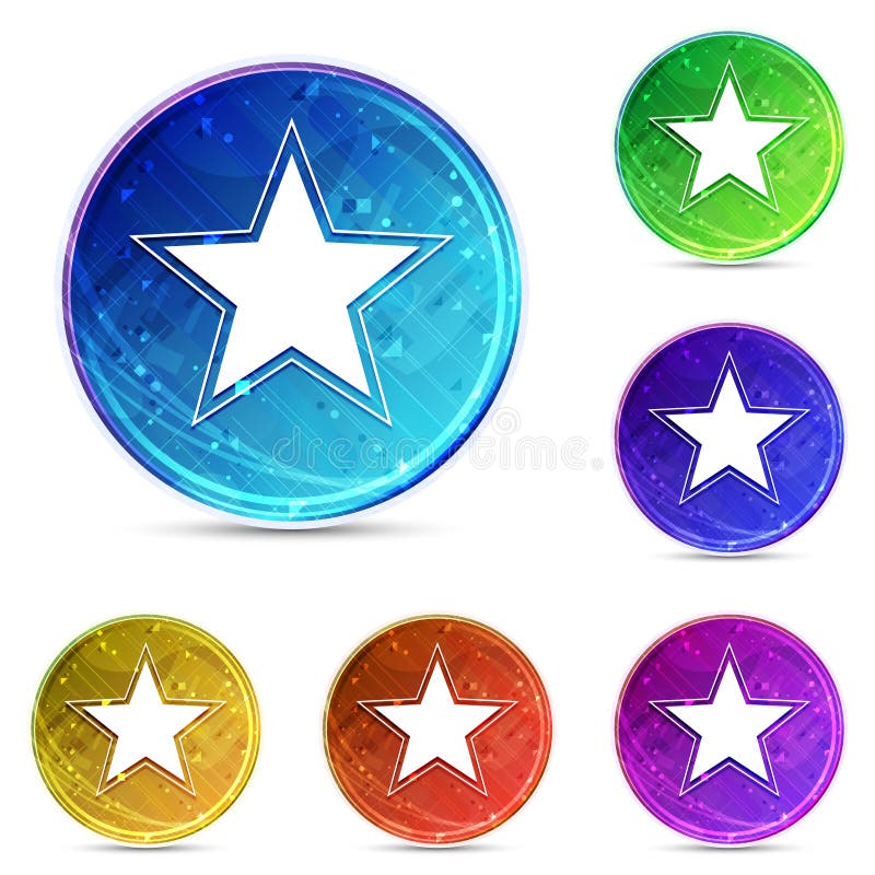 Star Icon Digital Abstract Round Buttons Set Illustration Stock Vector ...