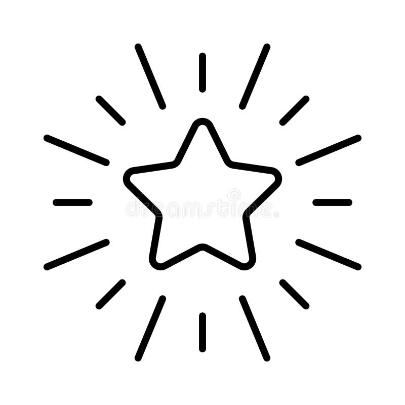 Star Icon. Linear Star with Rays. Black Vector Icon Stock Vector ...